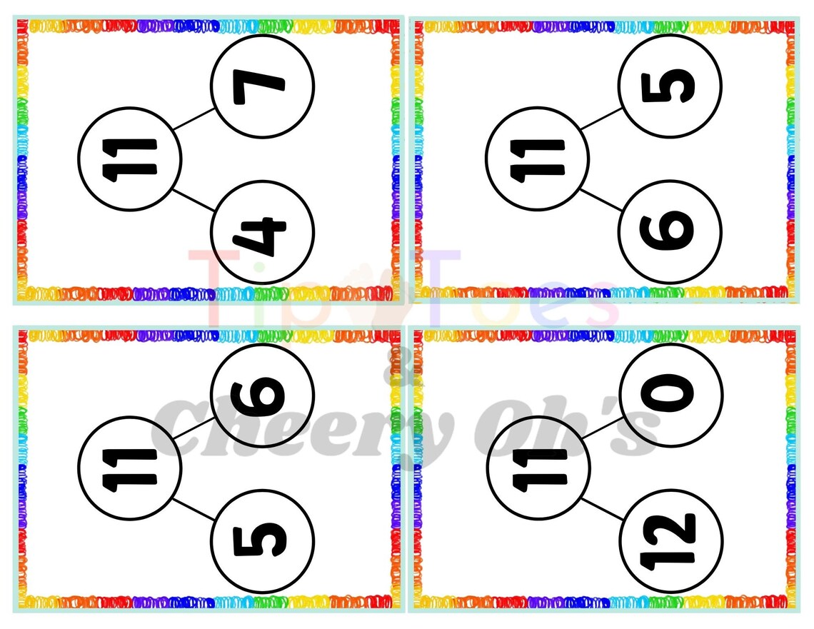 Number Bond Flashcards Number Bond Fact Families Math - Etsy