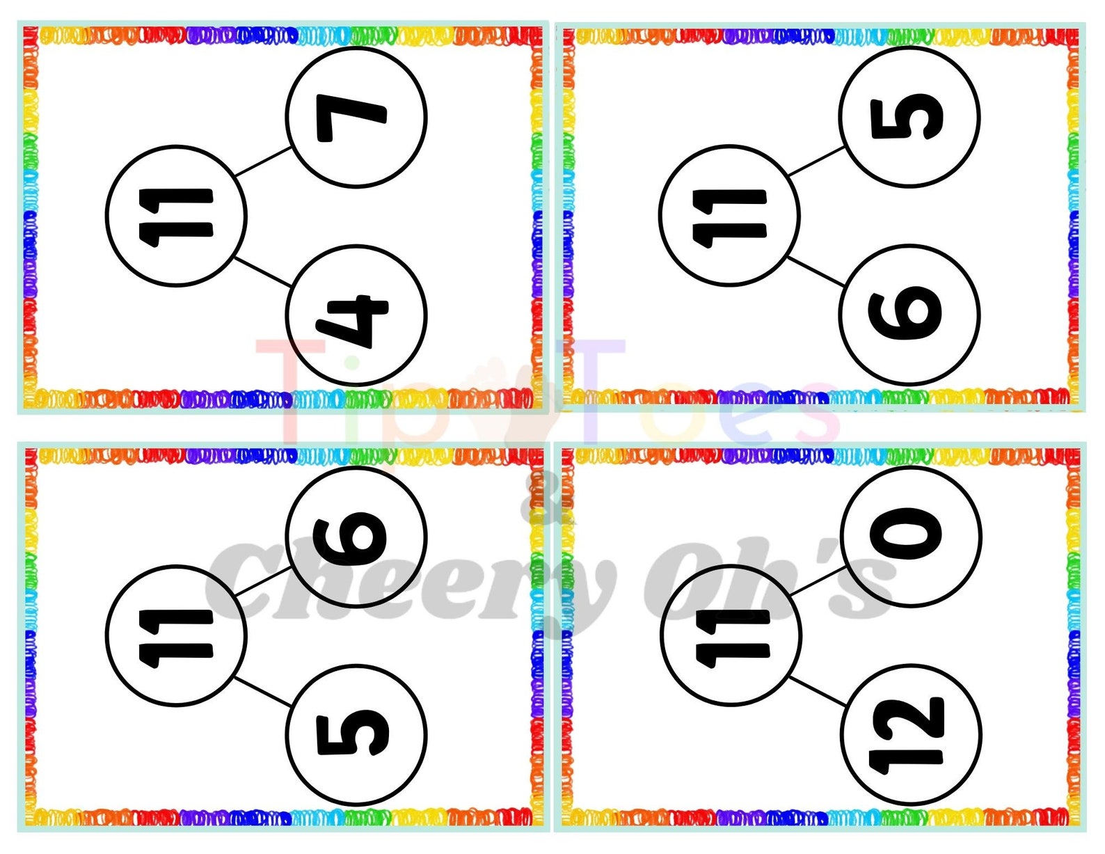 Number Bond Flashcards Number Bond Fact Families Math - Etsy