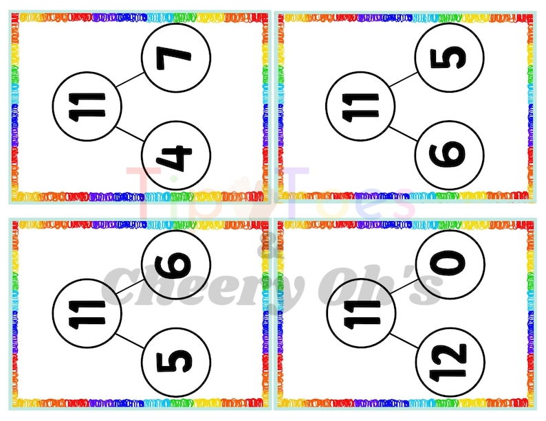 Number Bond Flashcards Number Bond Fact Families Math - Etsy