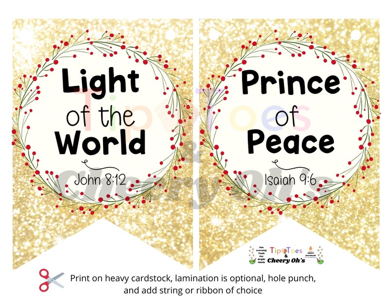 Names of Jesus Advent Banner, Christmas Banner, Advent, Printable ...