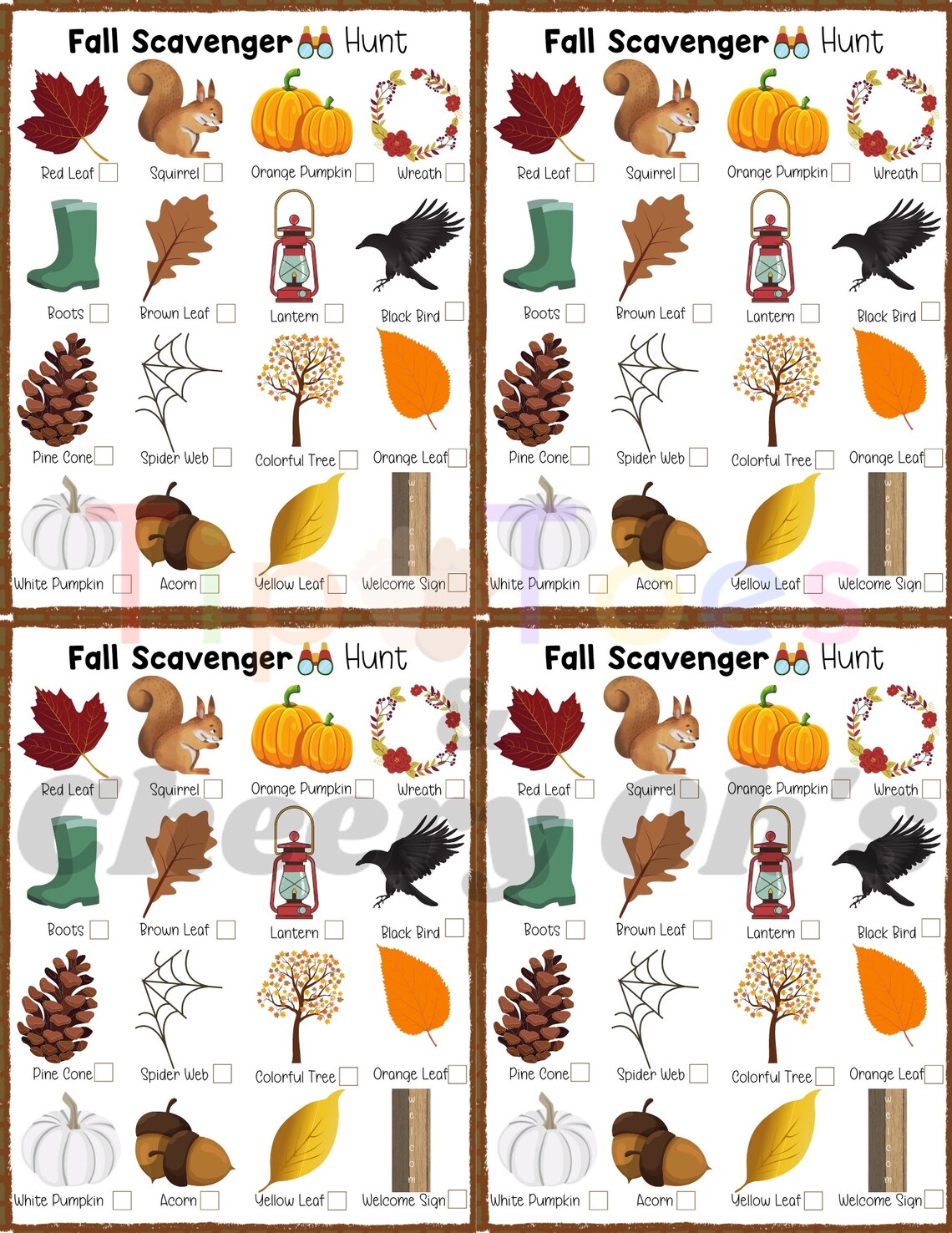 Kids Fall Activity Fall Scavenger Hunt Seek and Find Games - Etsy