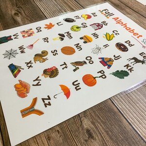 Fall Alphabet Chart, Letter Sounds, Fall Learning Poster, Alphabet ...