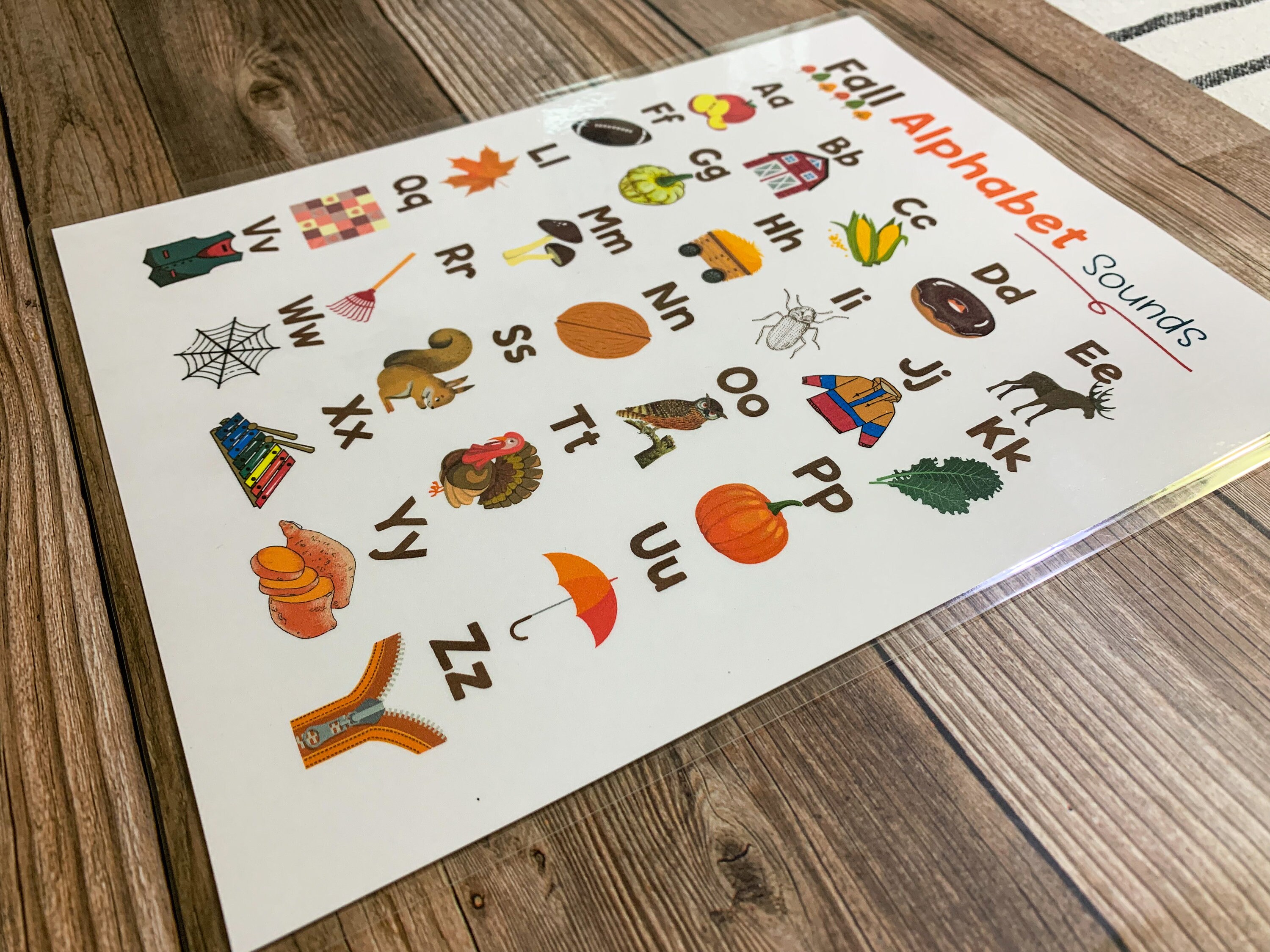 Fall Alphabet Chart, Letter Sounds, Fall Learning Poster, Alphabet ...