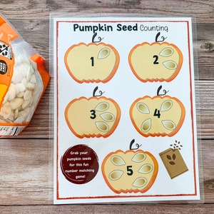 Kids Fall Activity, Homeschool Printable, Pumpkin Seed Counting Game ...
