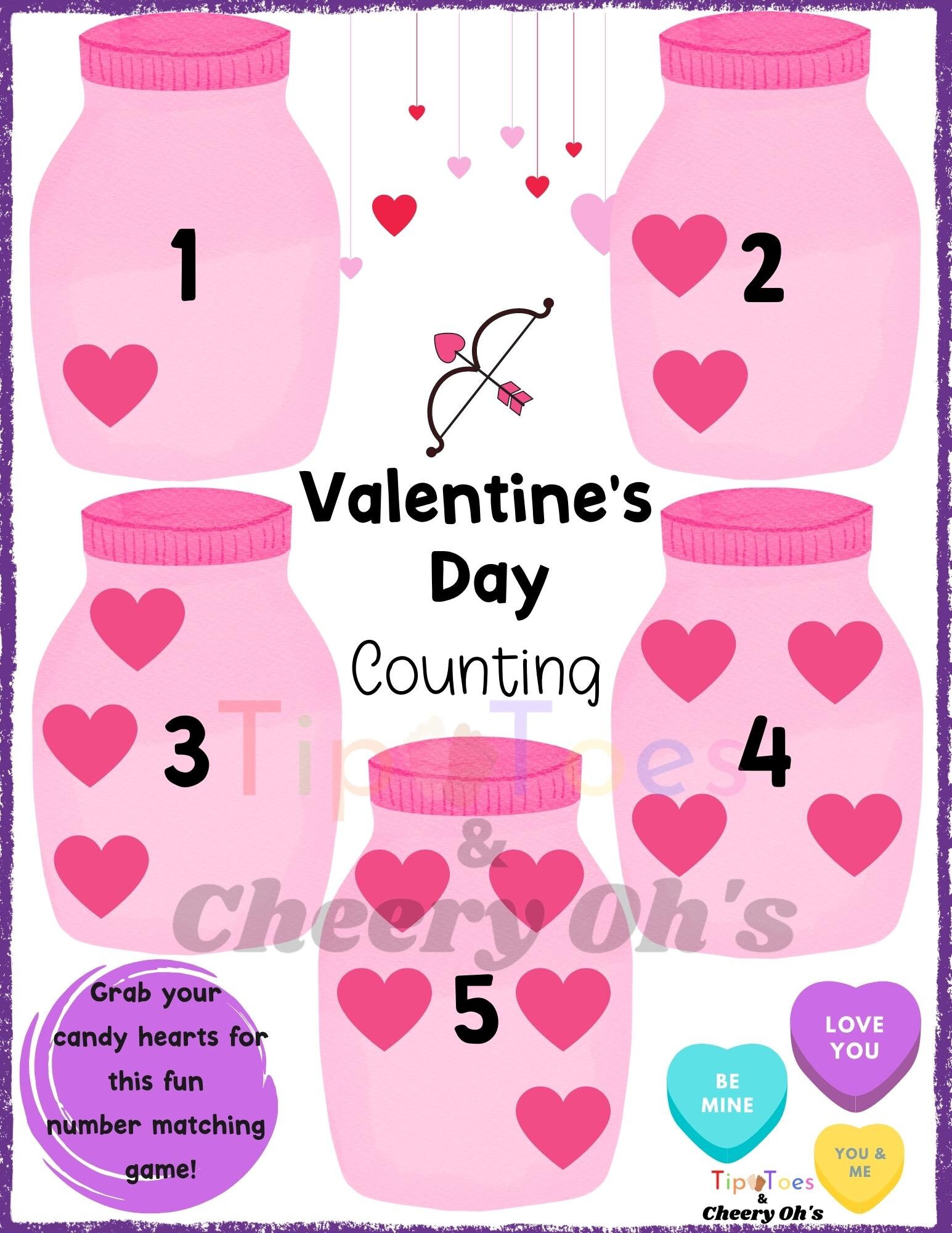 Kids Valentine's Day Activity, Valentine's Counting Game, Valentines ...