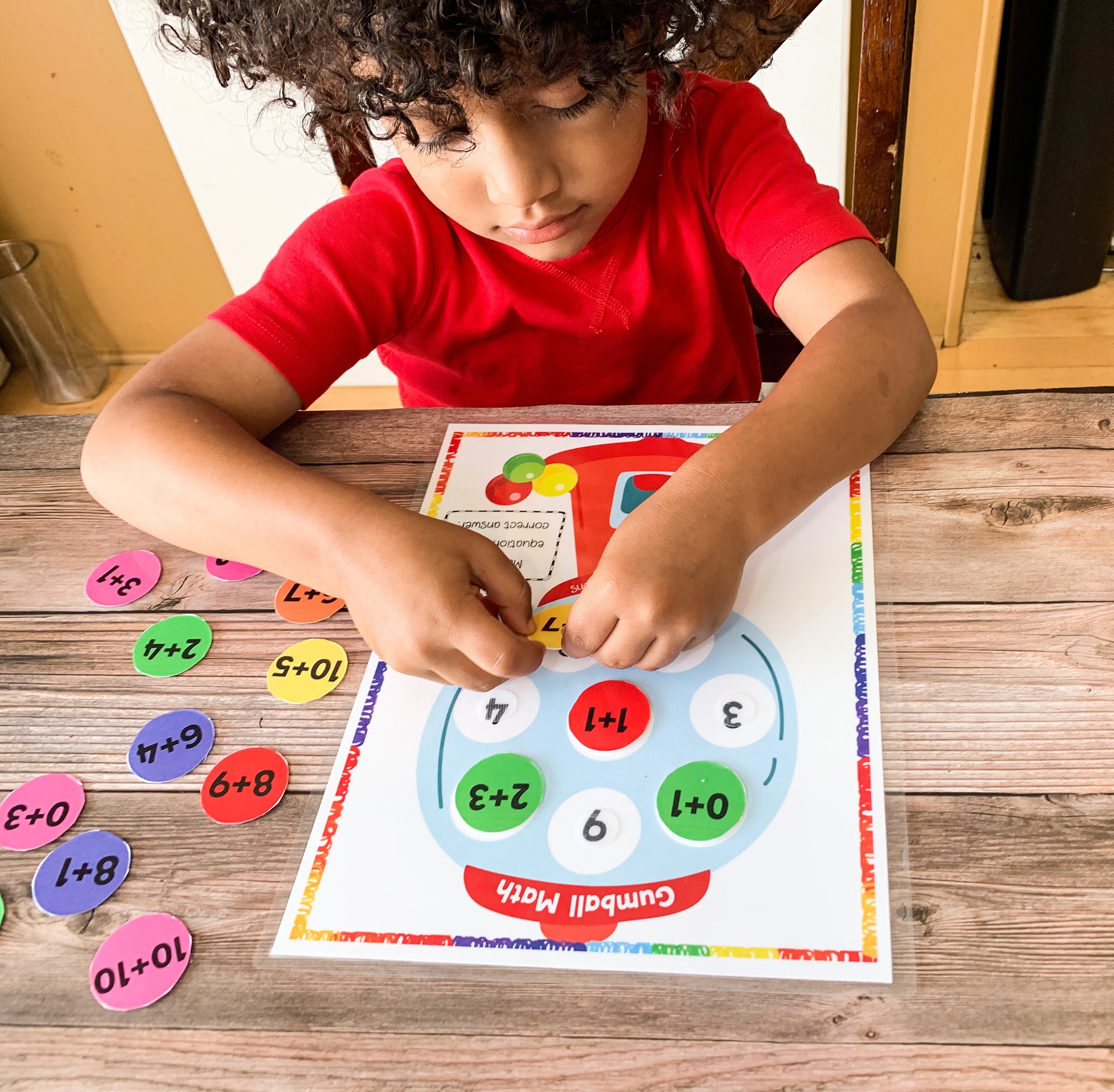 Addition, Math Worksheets, Gumball Math Game for Kids, Counting 1-20 ...