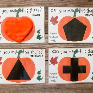 Playdough Shape Mats, Fall Learning Printable, Playdough Mats, Autumn ...
