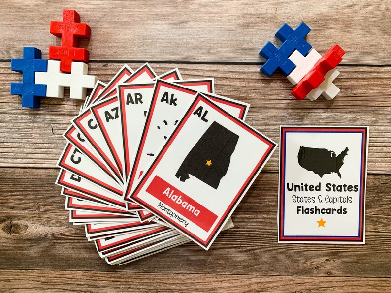 States and Capitals Flashcards, United States Flashcards, Homeschool ...