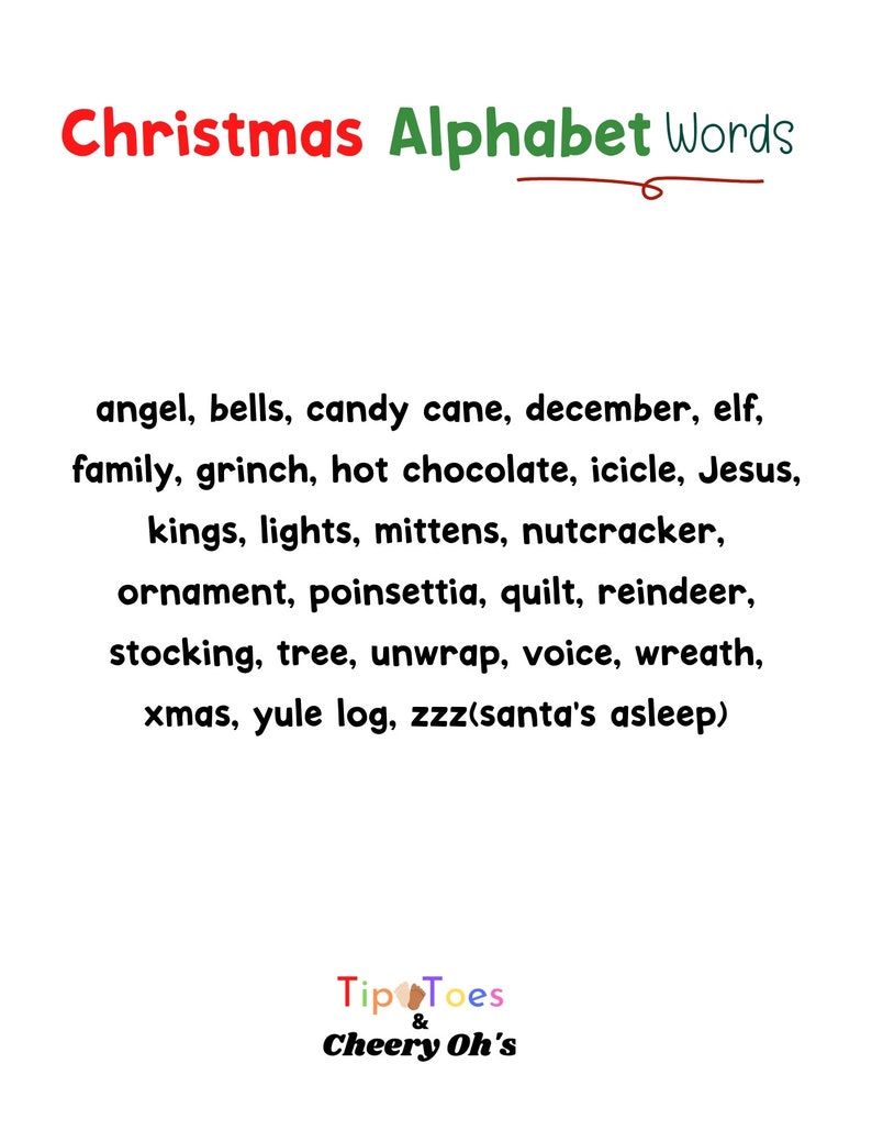 Christmas Alphabet Chart, Letter Sounds, Christmas Learning Poster ...