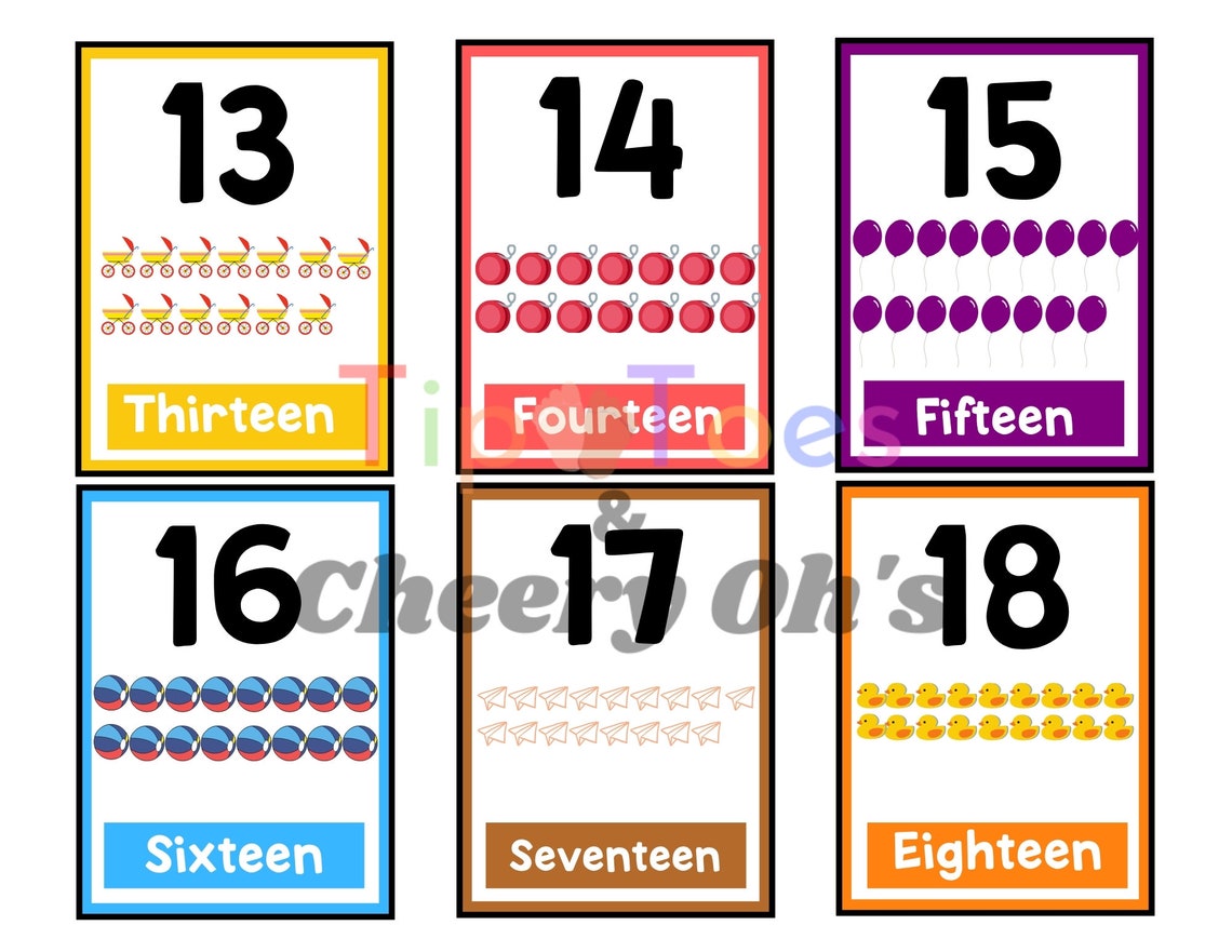 Number Flashcards Numbers 1-20preschool Homeschool | Etsy