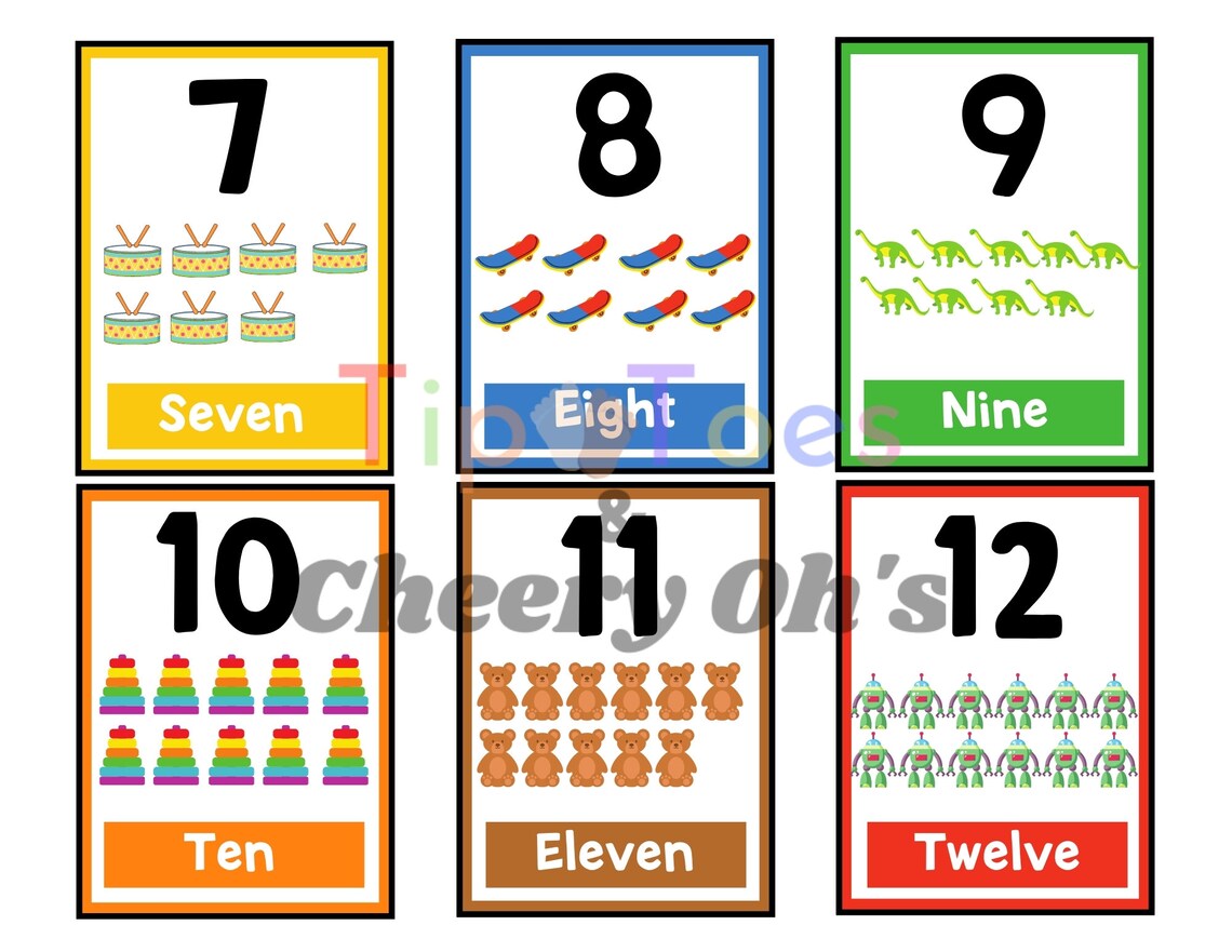 Number Flashcards Numbers 1-20preschool Homeschool - Etsy