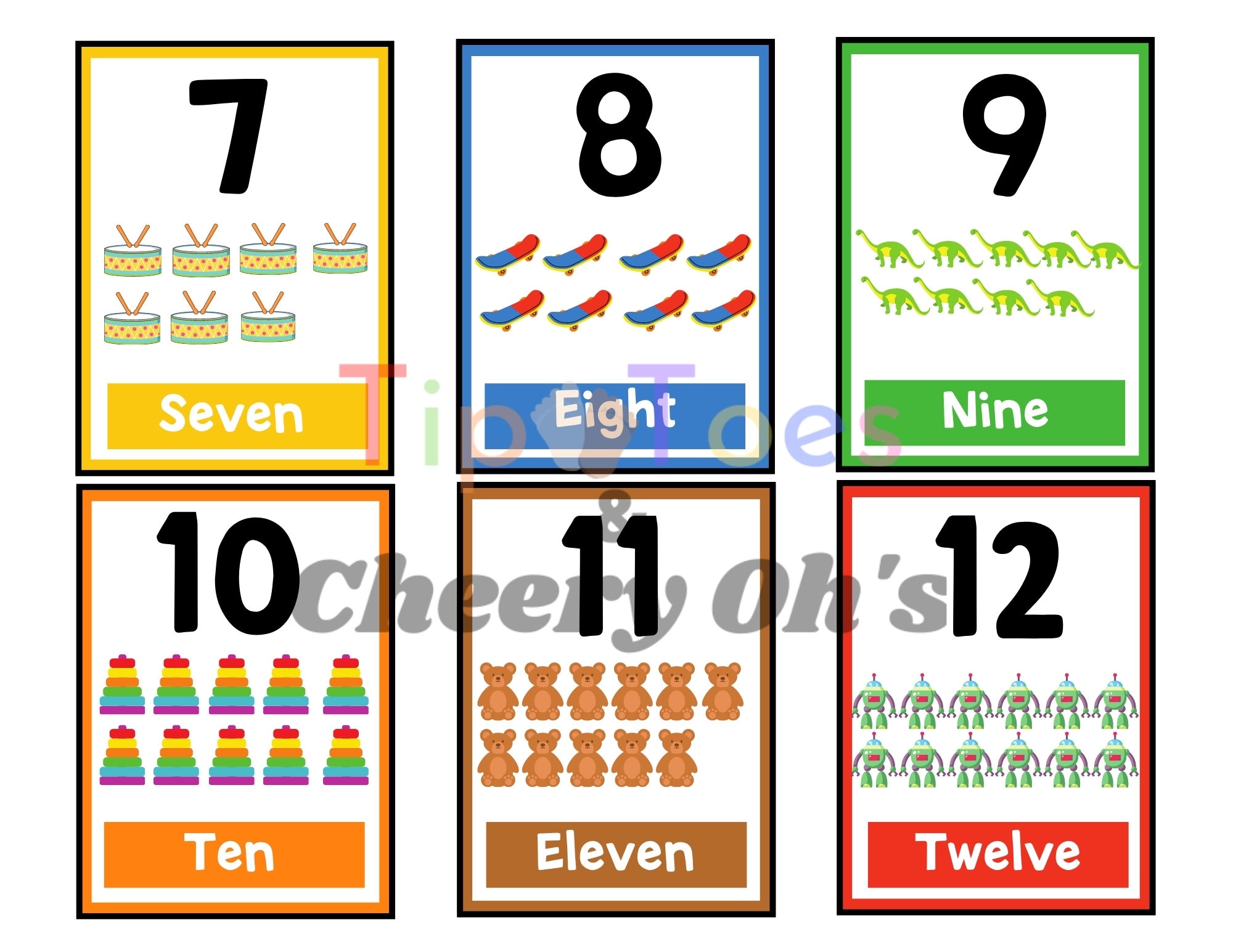 Number Flashcards Numbers 1-20preschool Homeschool | Etsy