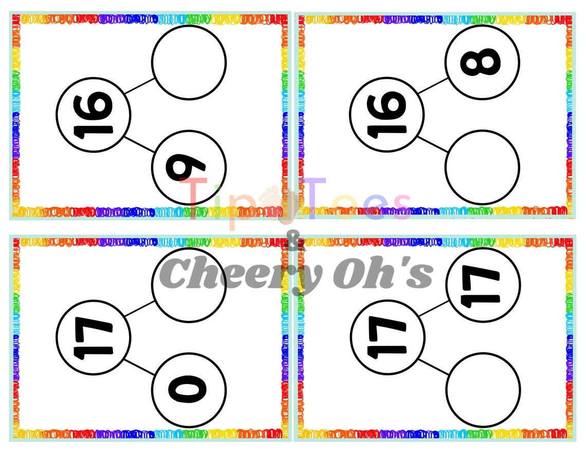 Number Bond Flashcards Number Bond Fact Families Math - Etsy