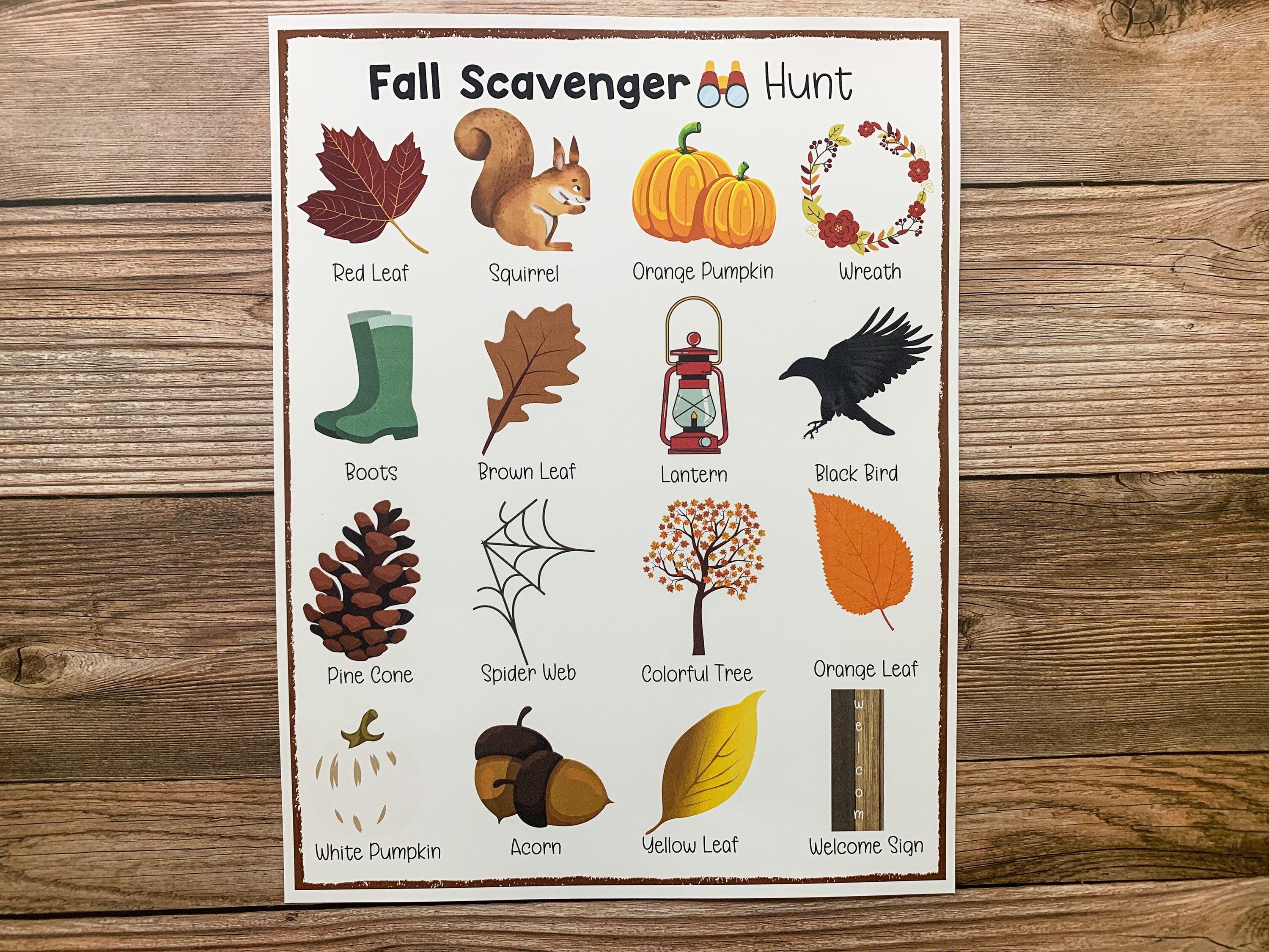 Kids Fall Activity Fall Scavenger Hunt Seek and Find Games - Etsy