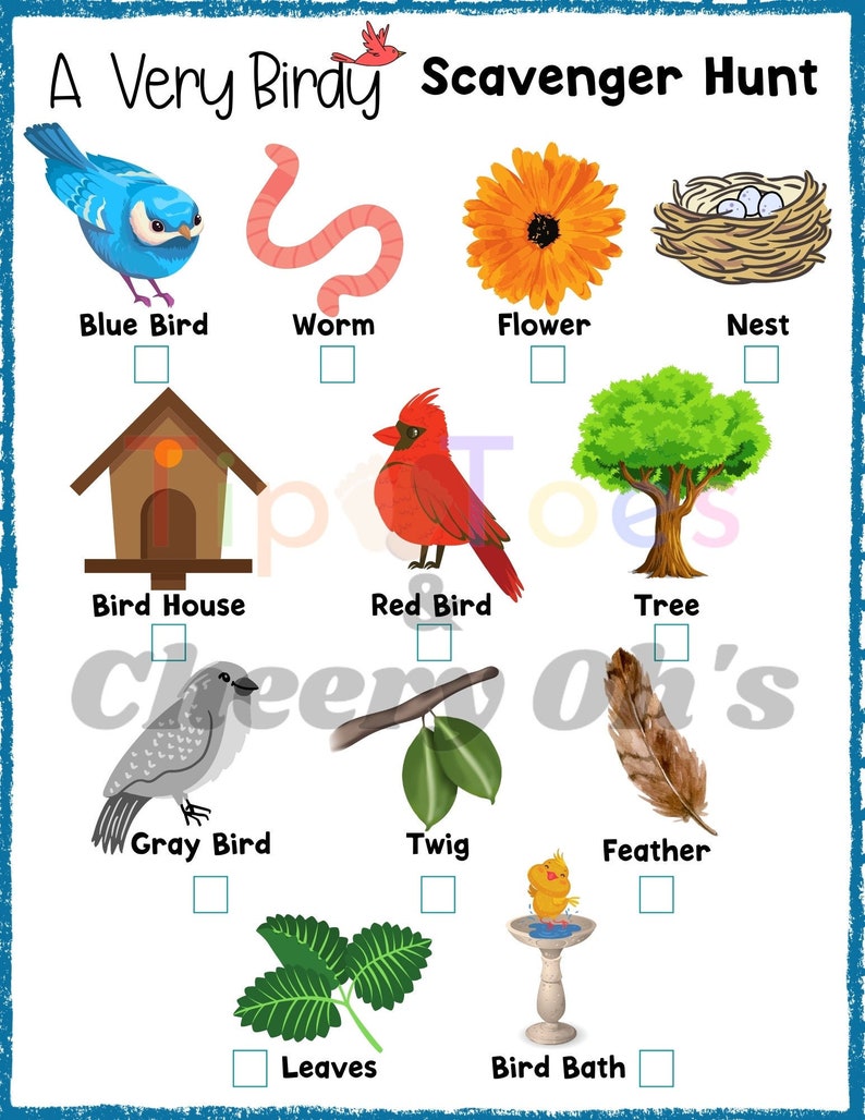 Spring Scavenger Hunt, Bird Scavenger Hunt, Kids Spring Scavenger Hunt ...