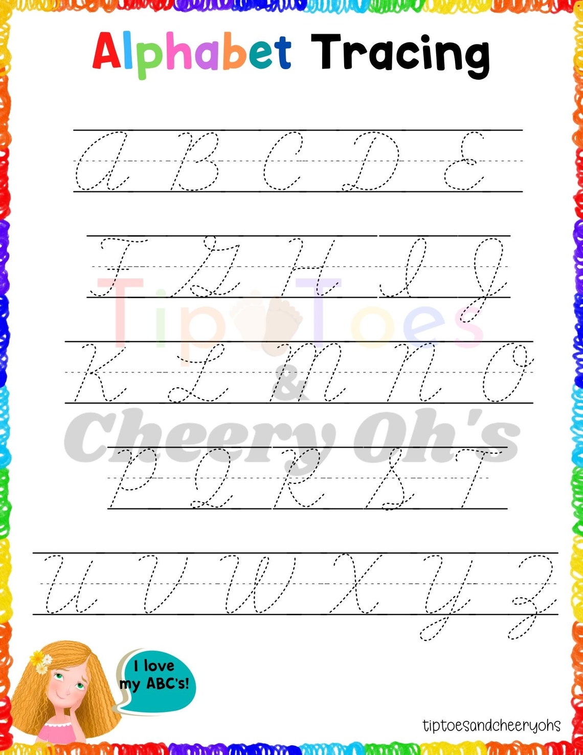 Cursive Tracing Worksheets Cursive Tracing Letters and - Etsy