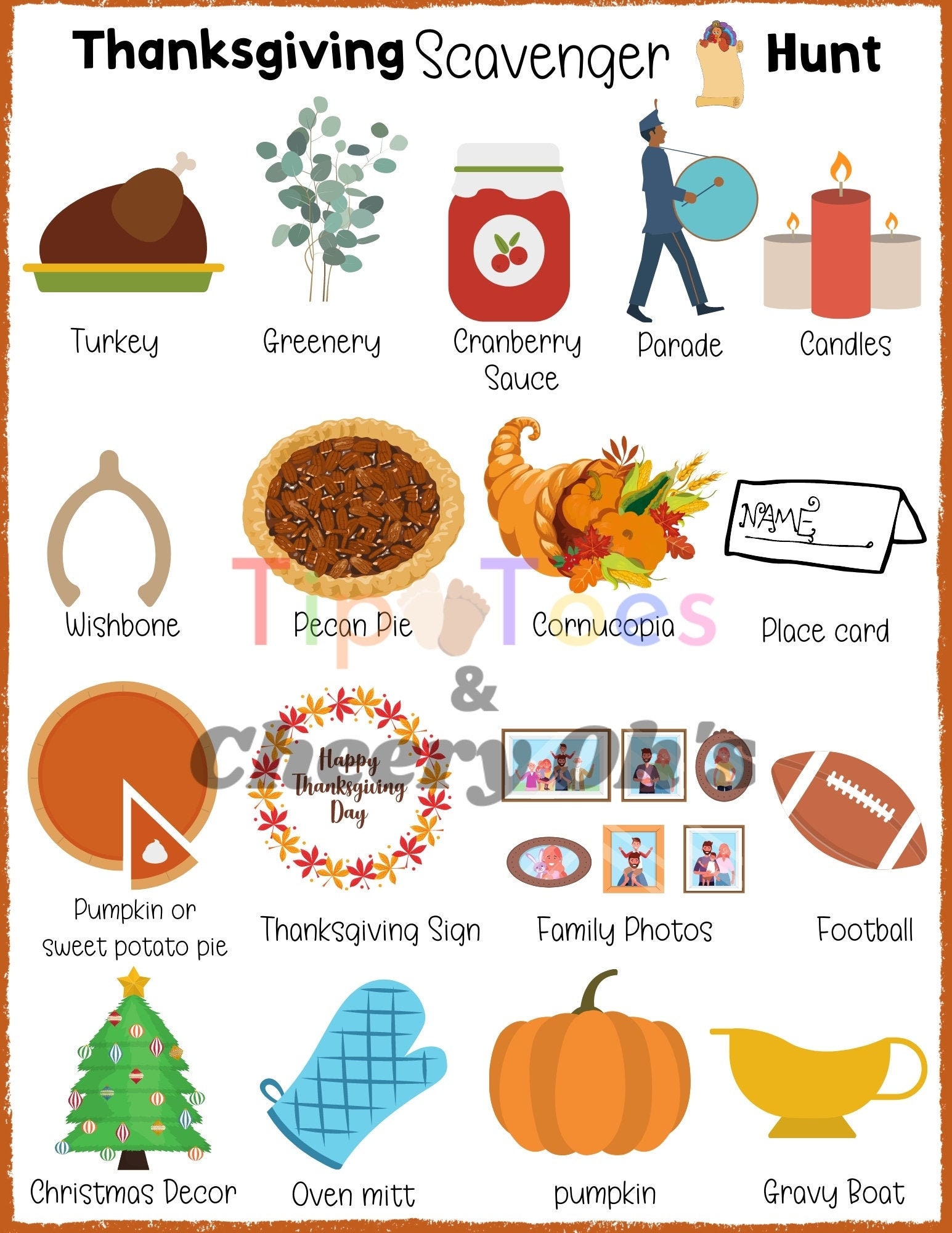 Kids Fall Activity Thanksgiving Scavenger Hunt Seek and Find - Etsy