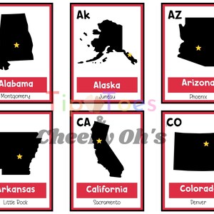 States and Capitals Flashcards, United States Flashcards, Homeschool ...
