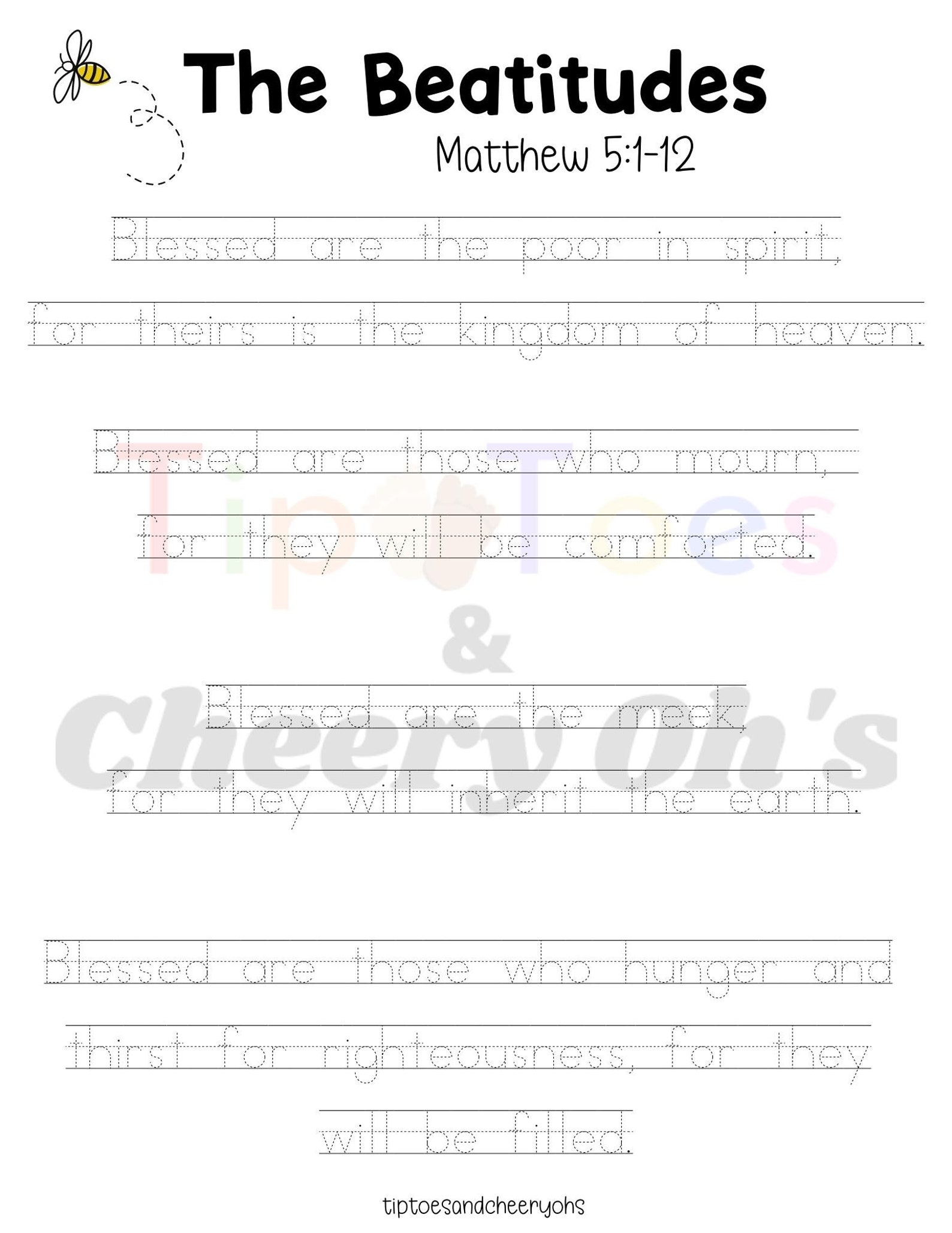 The Beatitudes Homeschool Printable Kids Bible Activity - Etsy