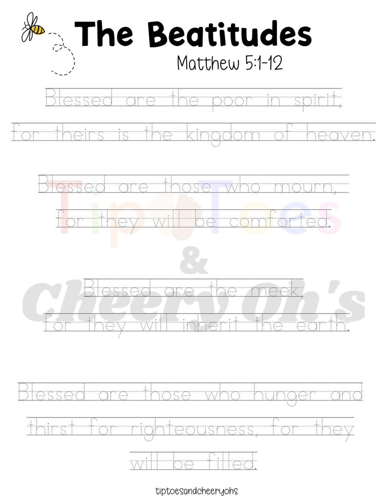The Beatitudes Homeschool Printable Kids Bible Activity - Etsy