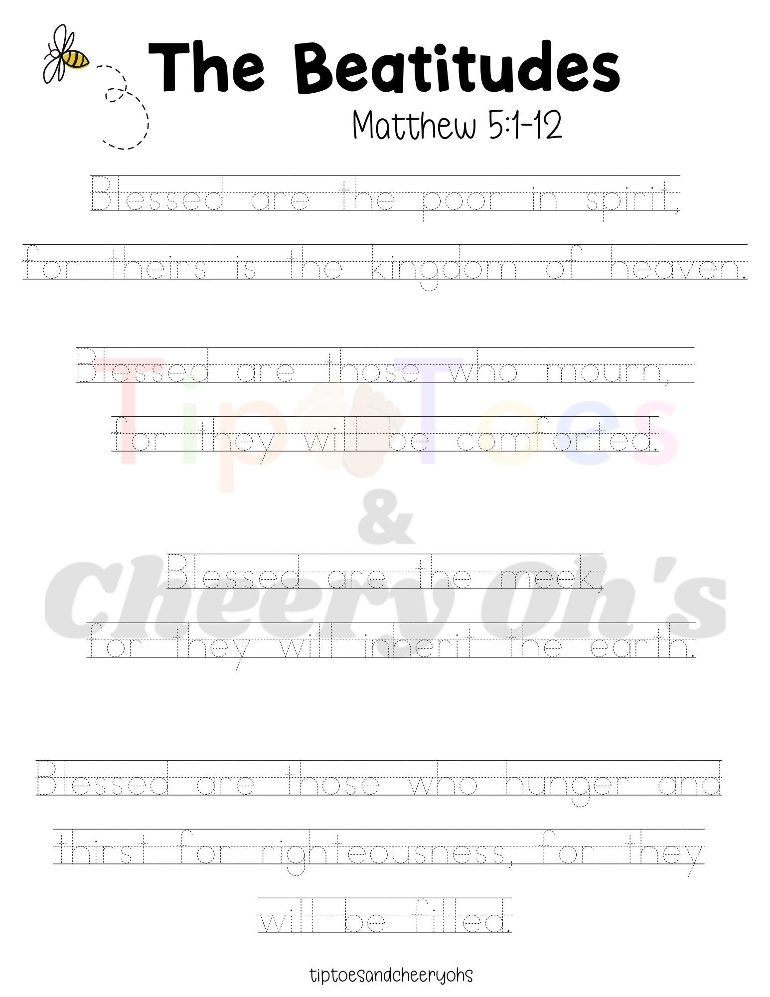 The Beatitudes Homeschool Printable Kids Bible Activity - Etsy UK