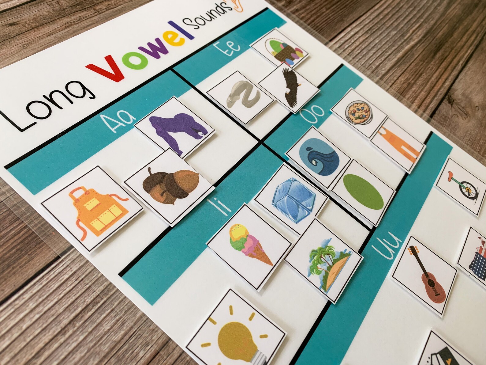 Long Vowel Sounds Game, Educational, Vowel Chart, Matching Game, Kids ...