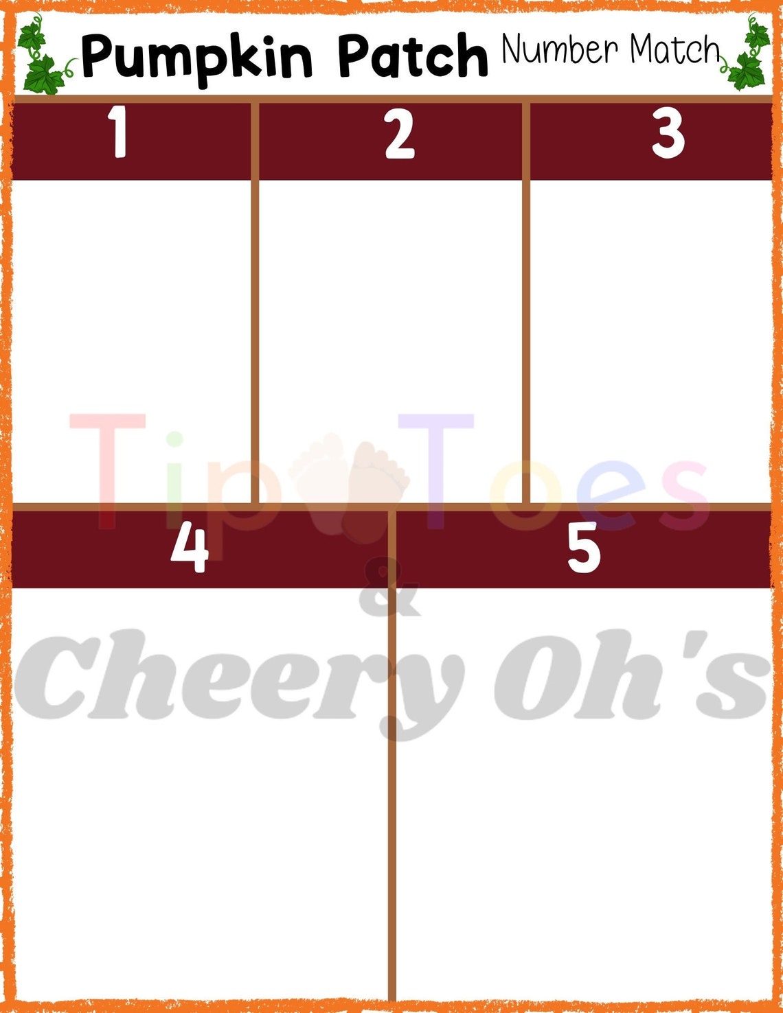 Kids Fall Activity Pumpkin Patch Game Number Matching - Etsy