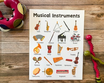 Musical Instruments Poster Printable Wall Art Digital, Montessori ...