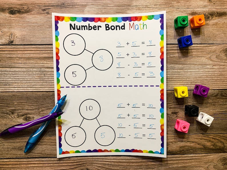 Number Bond Fact Families Number Bond Worksheet Math - Etsy
