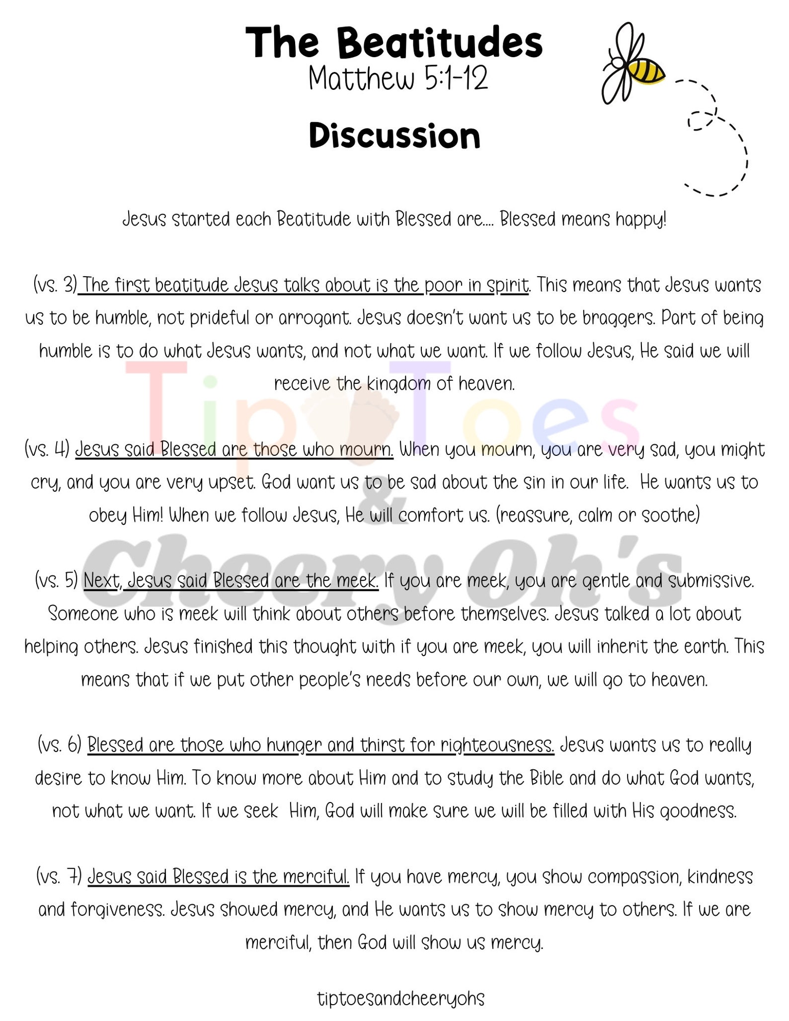 The Beatitudes Homeschool Printable Kids Bible Activity - Etsy