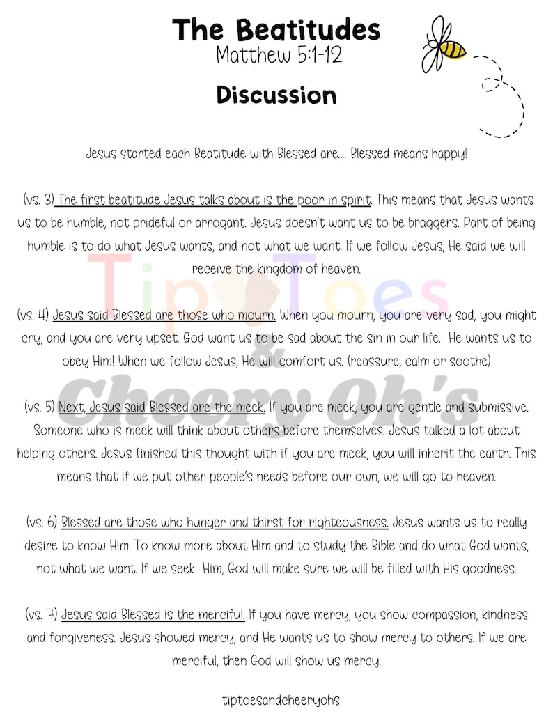 The Beatitudes Homeschool Printable Kids Bible Activity - Etsy