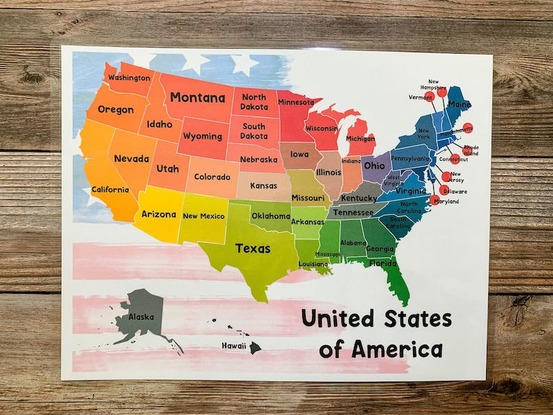 United States Map Poster United States Map Classroom 50 - Etsy
