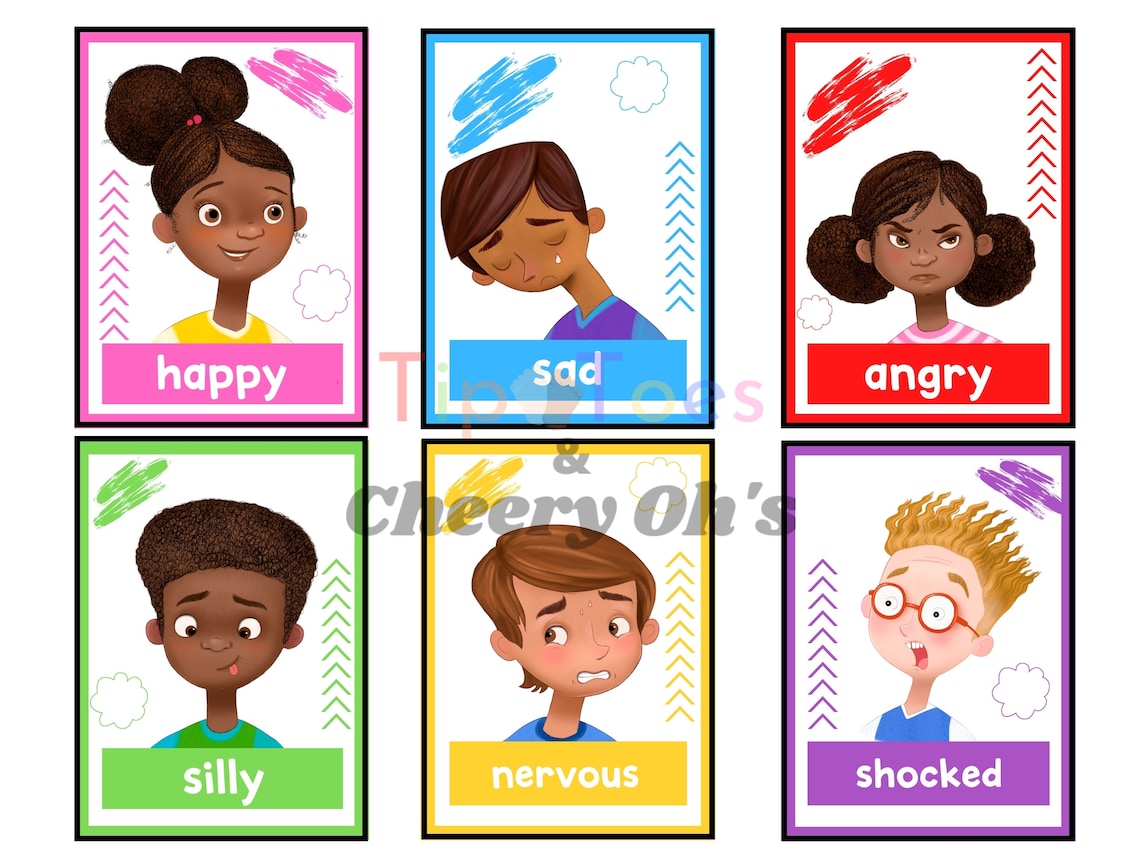 Kids Feelings Flashcards Emotions Flashcards Montessori | Etsy