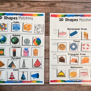 3D Shapes Matching, 3D Shape Activity, Geometric Shapes, 3D Shapes ...