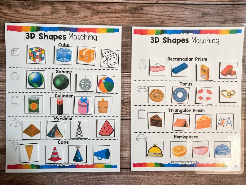 3D Shapes Matching, 3D Shape Activity, Geometric Shapes, 3D Shapes ...