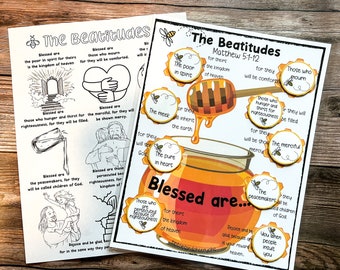 The Beatitudes Kids Printable Activity Worksheet Homeschool Sunday ...