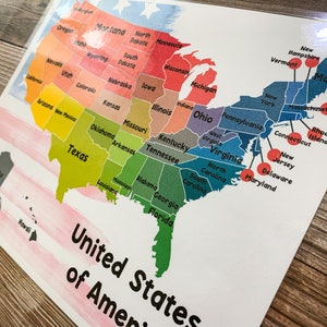United States Map, Digital, Classroom Decor, 50 States Map, USA Map ...
