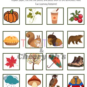 Pattern Matching Game, Kids Fall Patterns Activity, Fall Learning ...