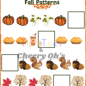 Pattern Matching Game, Kids Fall Patterns Activity, Fall Learning ...
