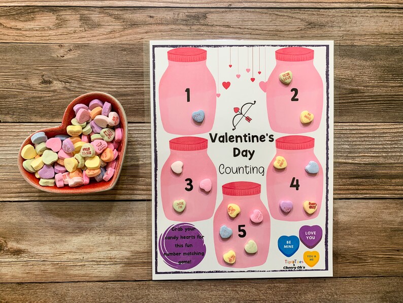 Kids Valentine's Day Activity, Valentine's Counting Game, Valentines ...