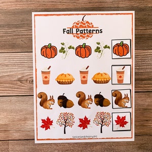 Pattern Matching Game, Kids Fall Patterns Activity, Fall Learning ...