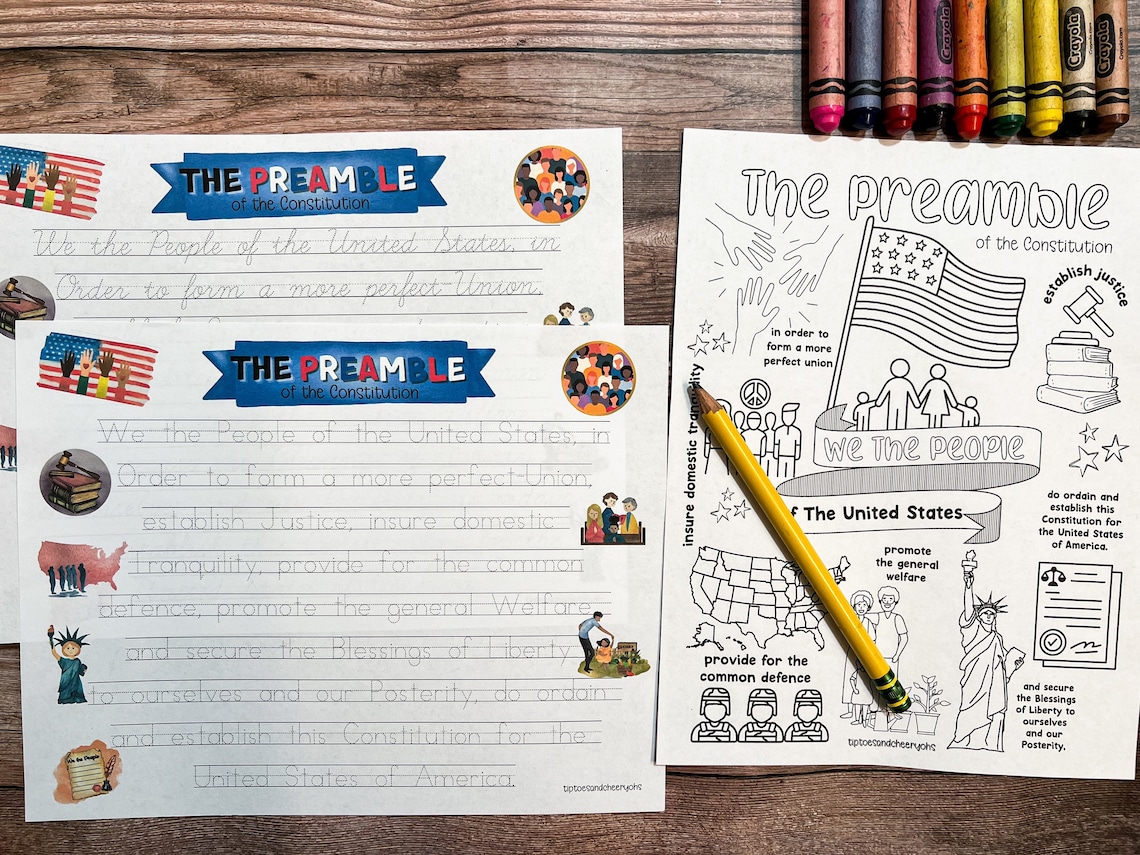 The Preamble for Kids Printable U.S. Constitution Preamble - Etsy