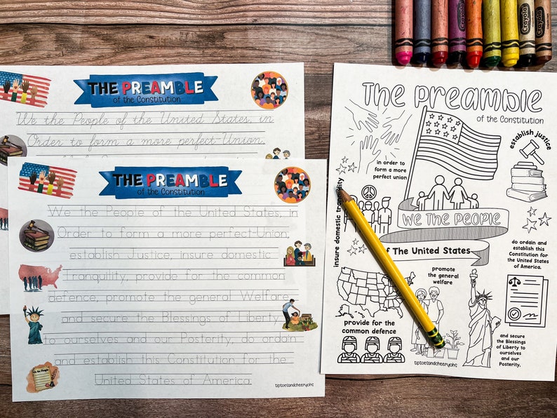 The Preamble for Kids Printable, U.S. Constitution, Preamble Activity ...