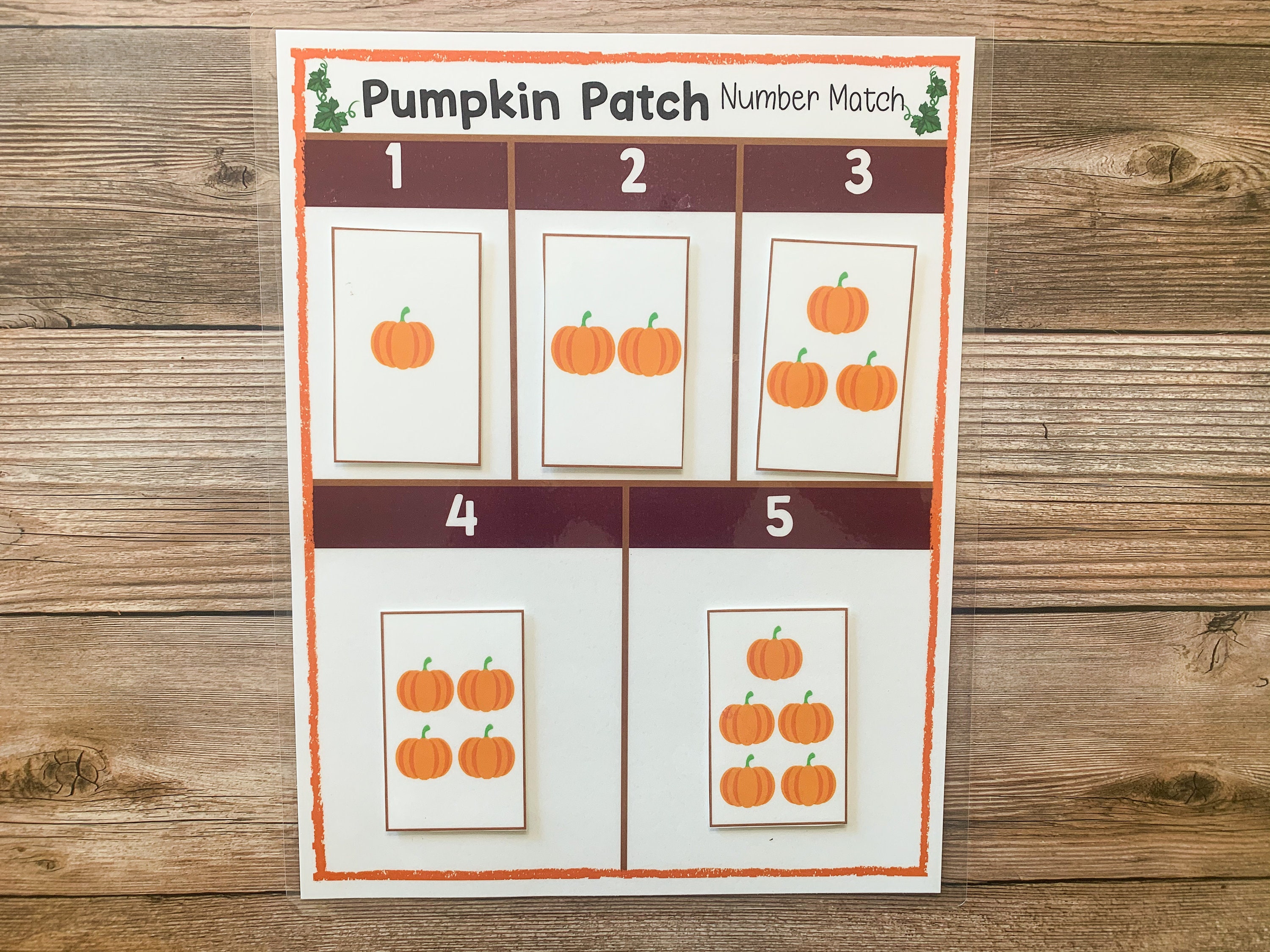 Kids Fall Activity, Pumpkin Patch Game, Number Matching Worksheet ...