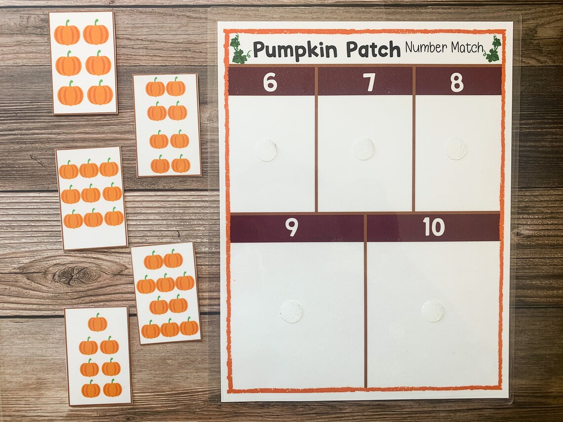 Kids Fall Activity Pumpkin Patch Game Number Matching - Etsy