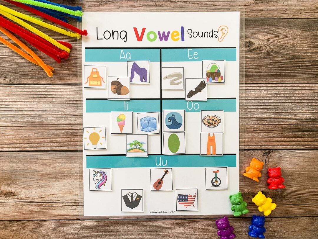 Long Vowel Sounds Game, Educational, Vowel Chart, Matching Game, Kids ...