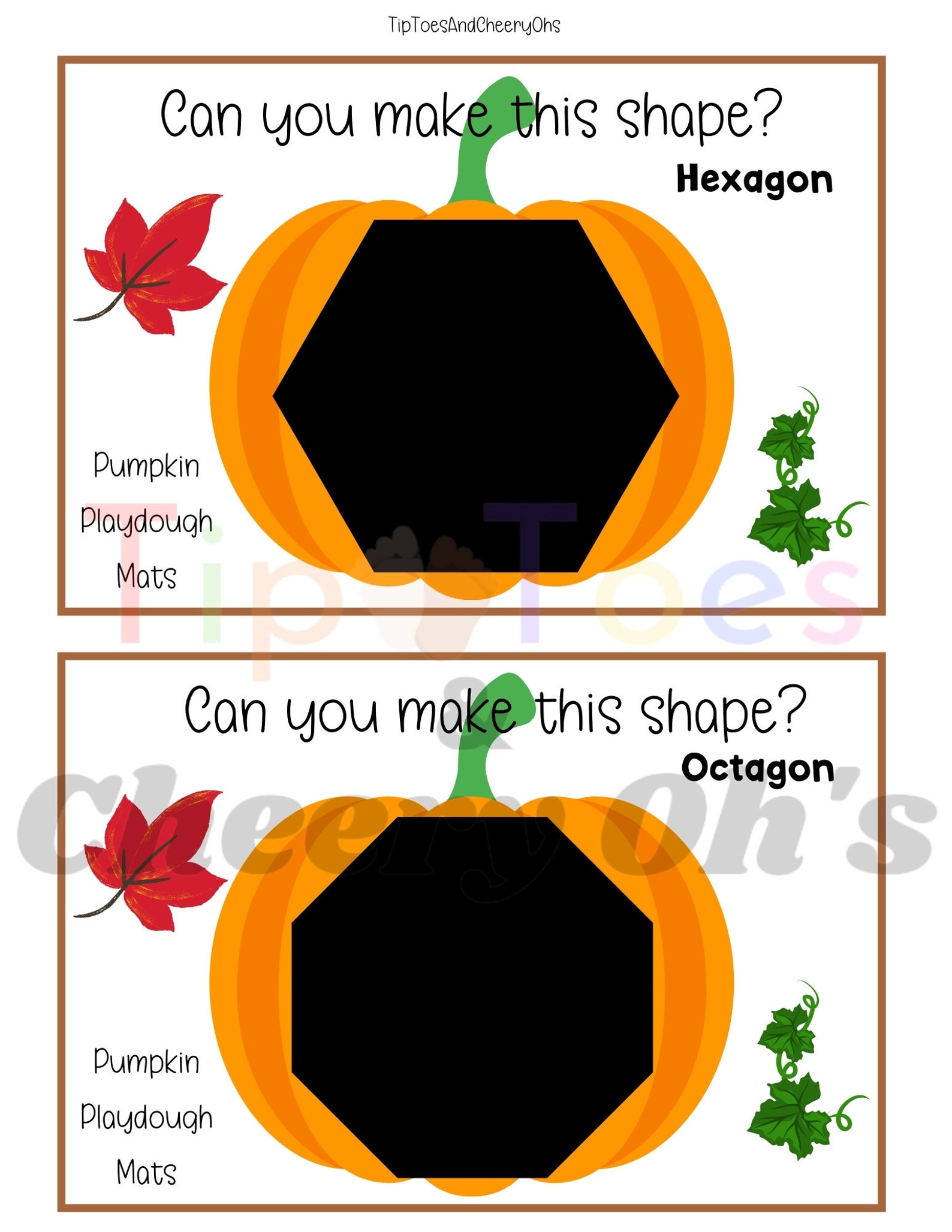 Playdough Shape Mats Fall Learning Printable Playdough Mats | Etsy