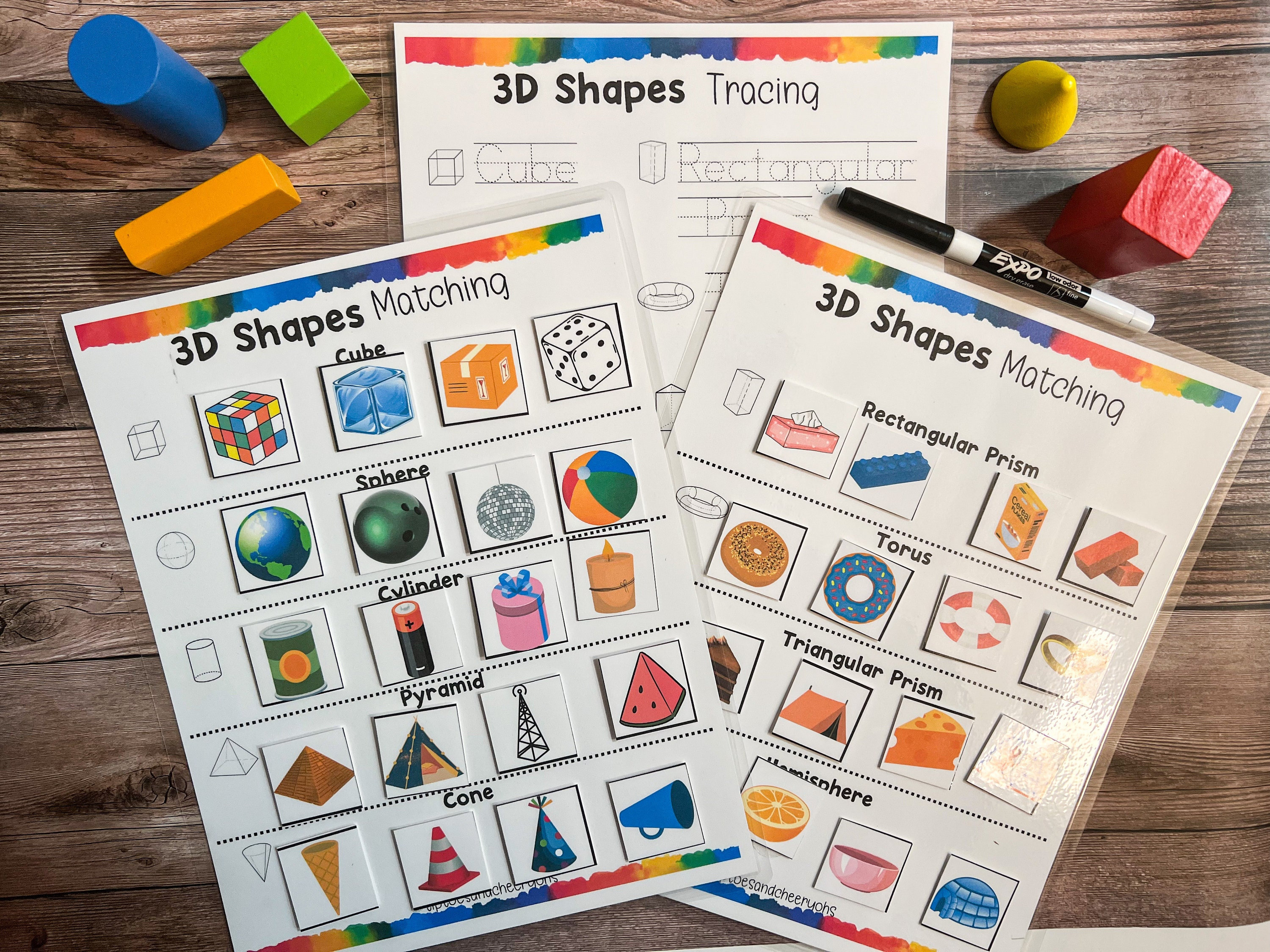 3D Shapes Matching, 3D Shape Activity, Geometric Shapes, 3D Shapes ...