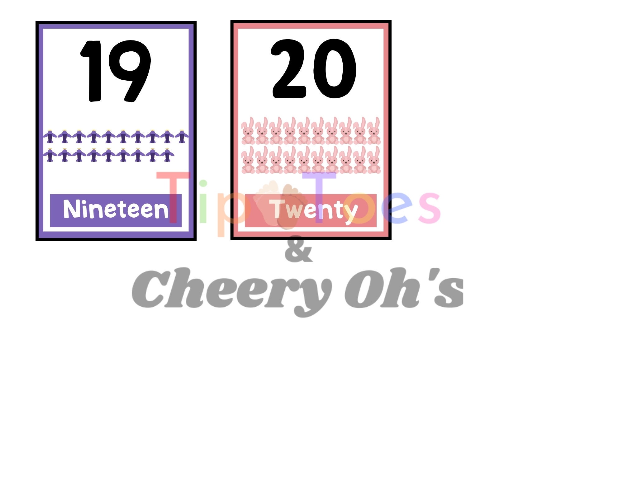 Number Flashcards Numbers 1-20preschool Homeschool | Etsy