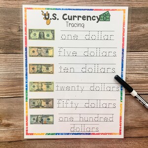 Kids Money Activity, Homeschool Printable, United States Currency, US ...
